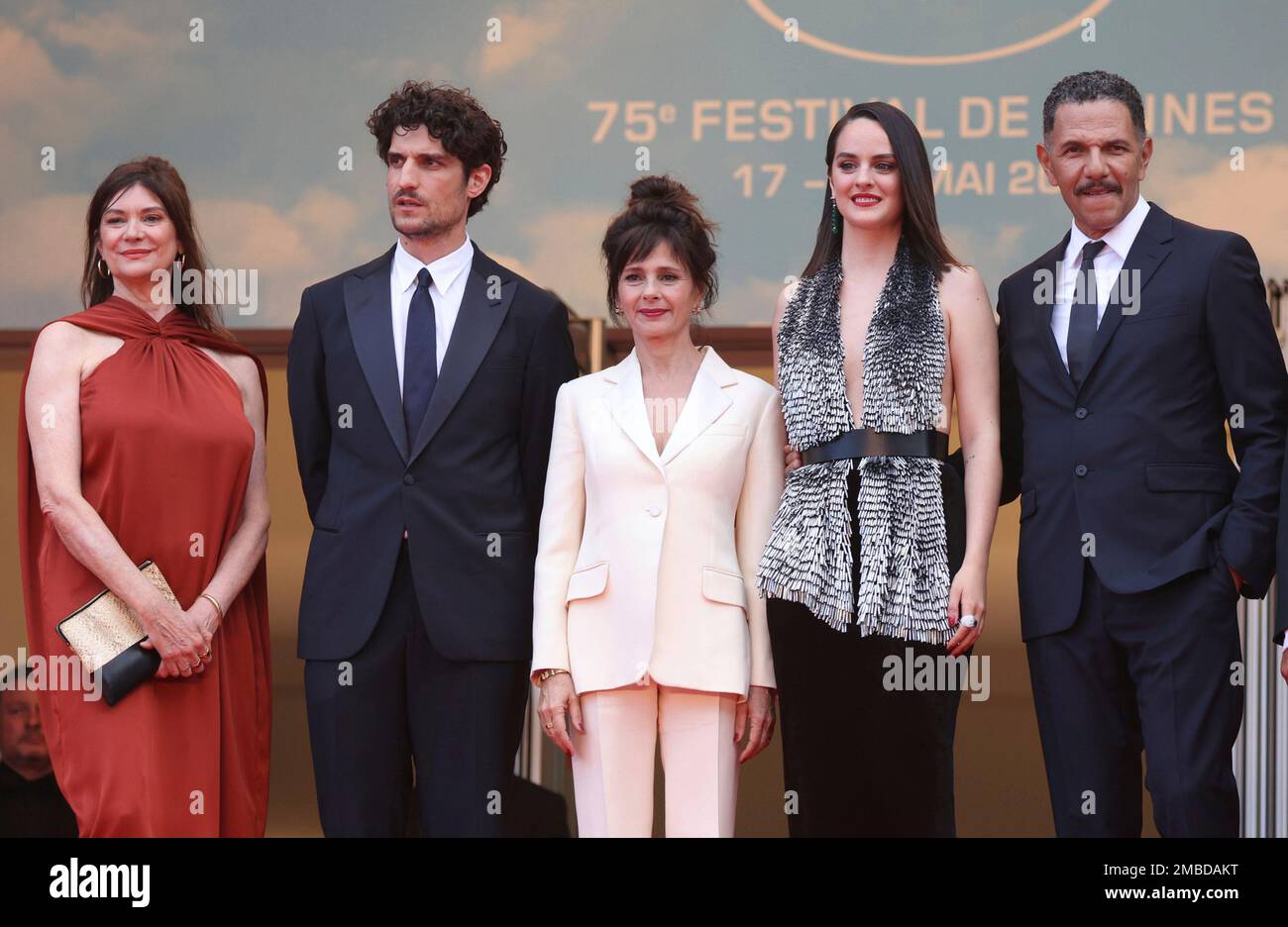 Producer Anne-Dominique Toussaint, from left, director Louis Garrel ...