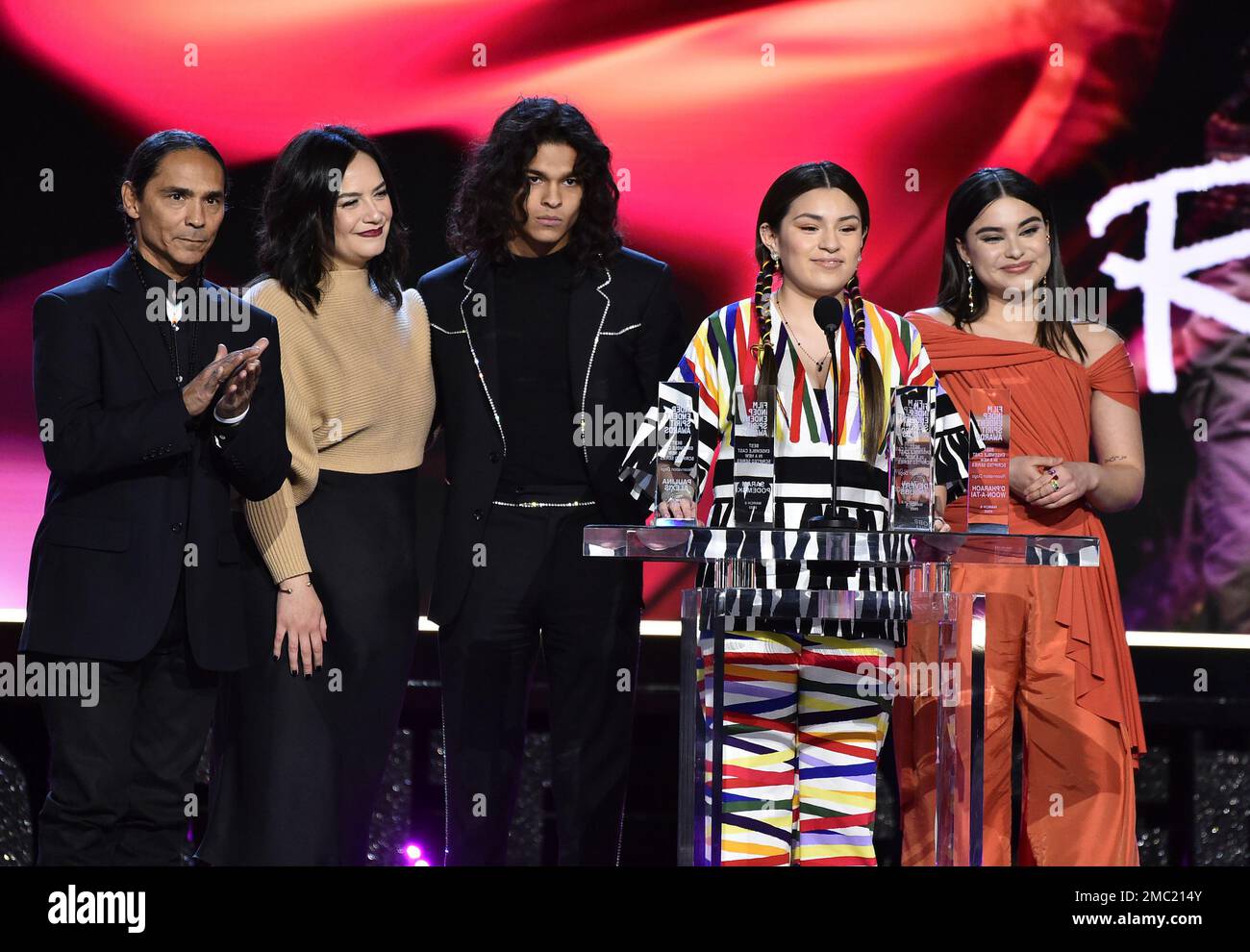 Zahn McClarnon, from left, Sarah Podemski, D'Pharaoh Woon-A-Tai ...