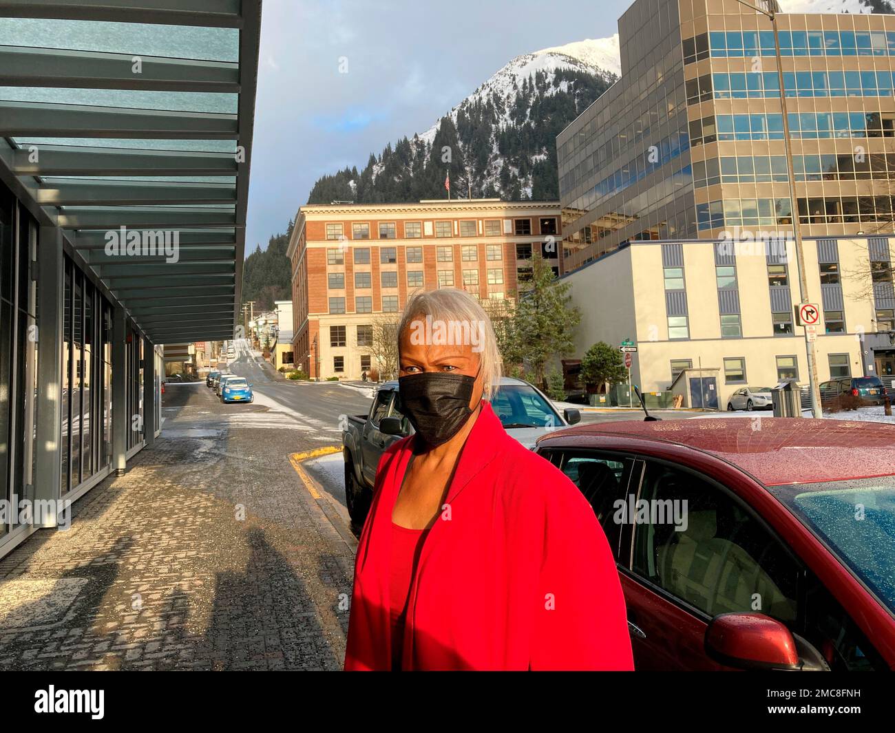Alaska state Sen. Elvi Gray-Jackson, a Democrat, stands outside the ...