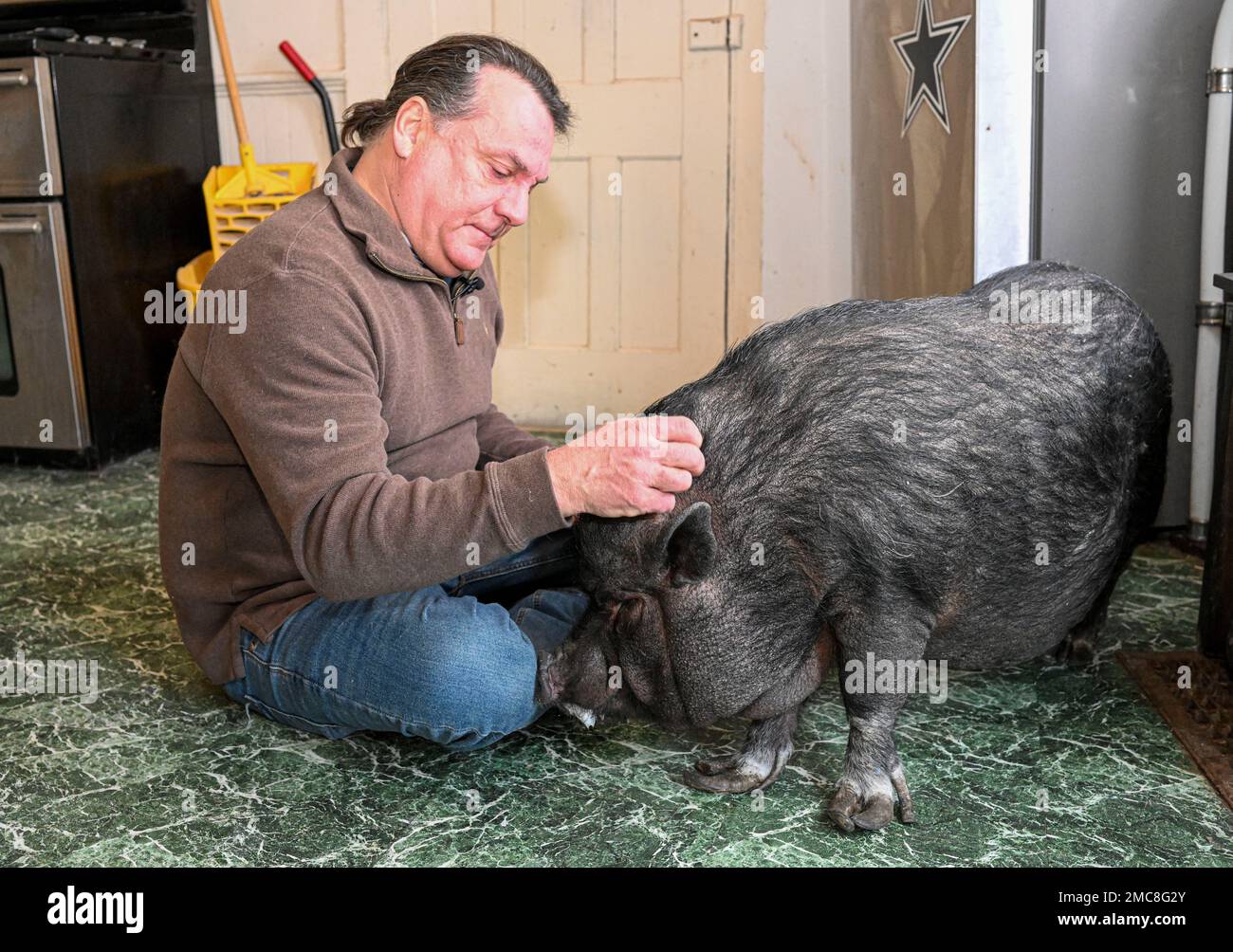 Wyverne Flatt who is fighting to keep his pot-bellied pig Ellie as an ...