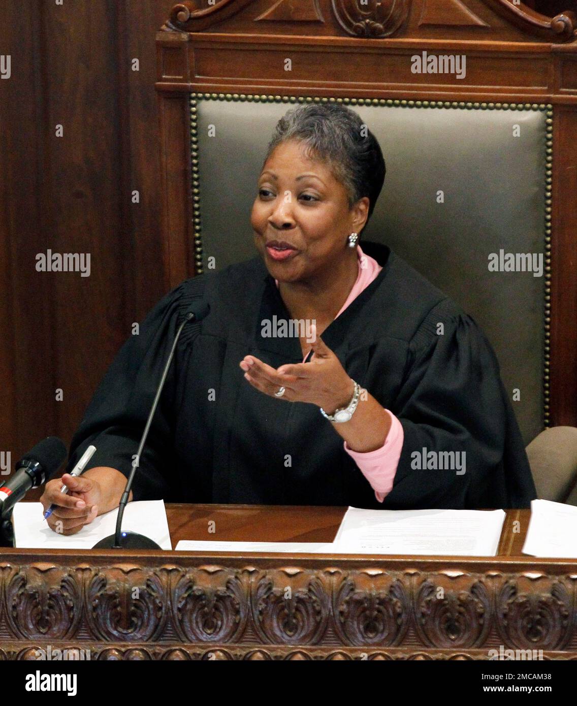 FILE - Hinds County Circuit Judge Tomie Green questions a defense ...