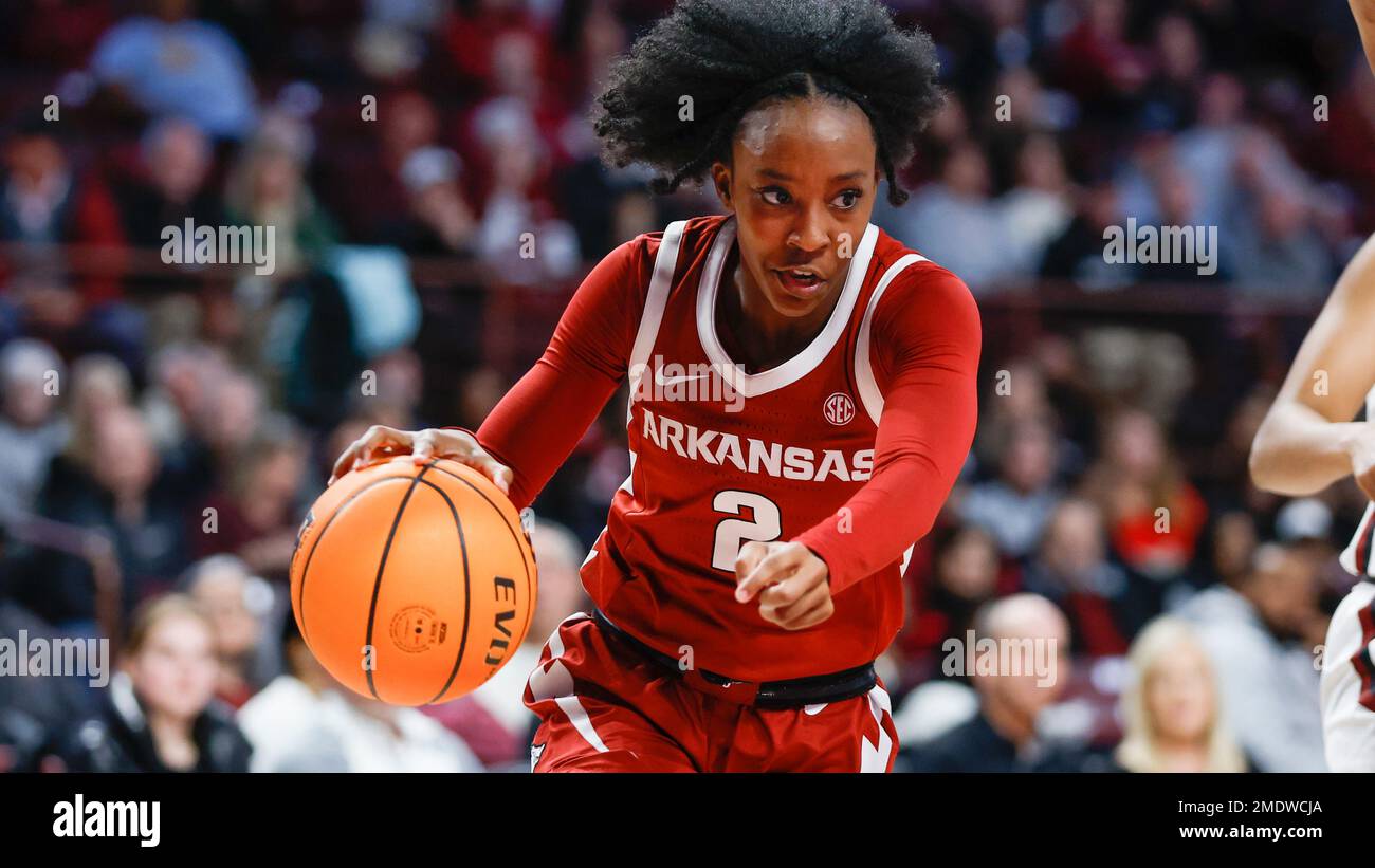 Arkansas guard Samara Spencer drives against South Carolina during the ...