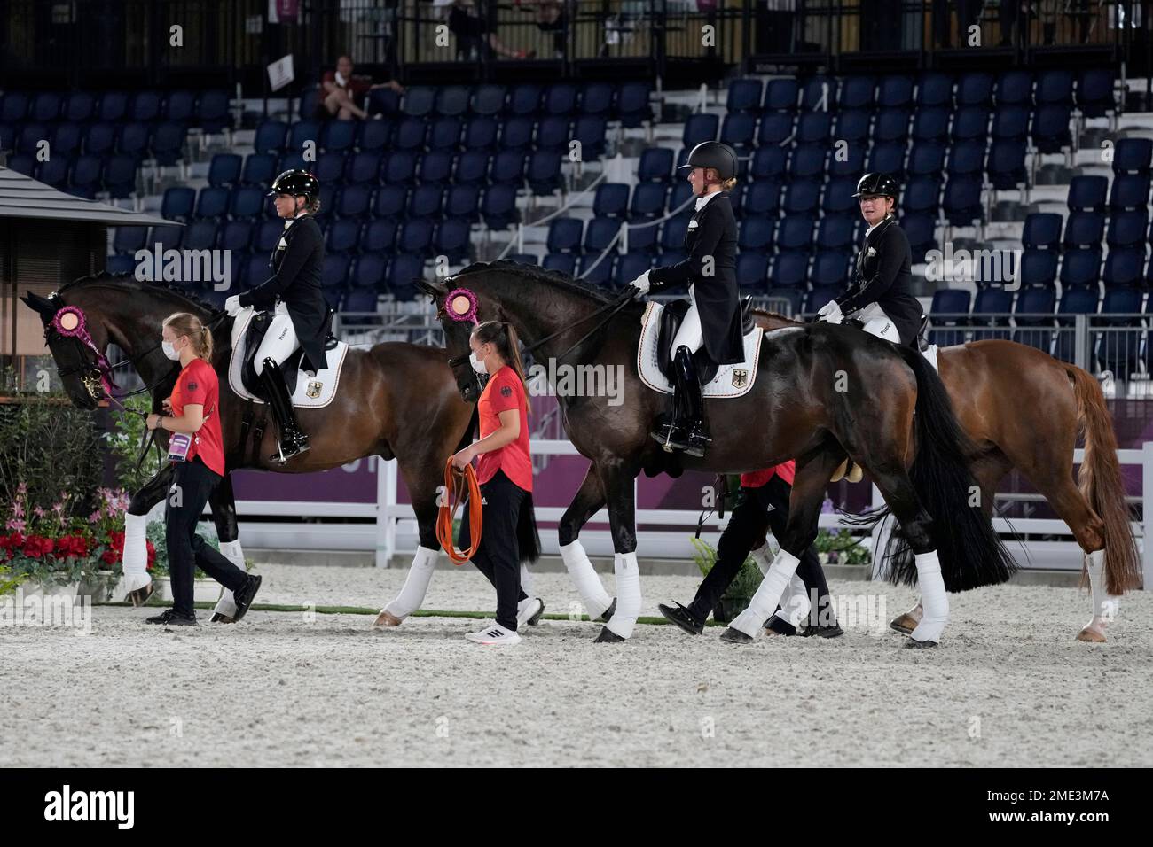 Germany's Dorothee Schneider, from left, Jessica von Bredow-Werndl and ...