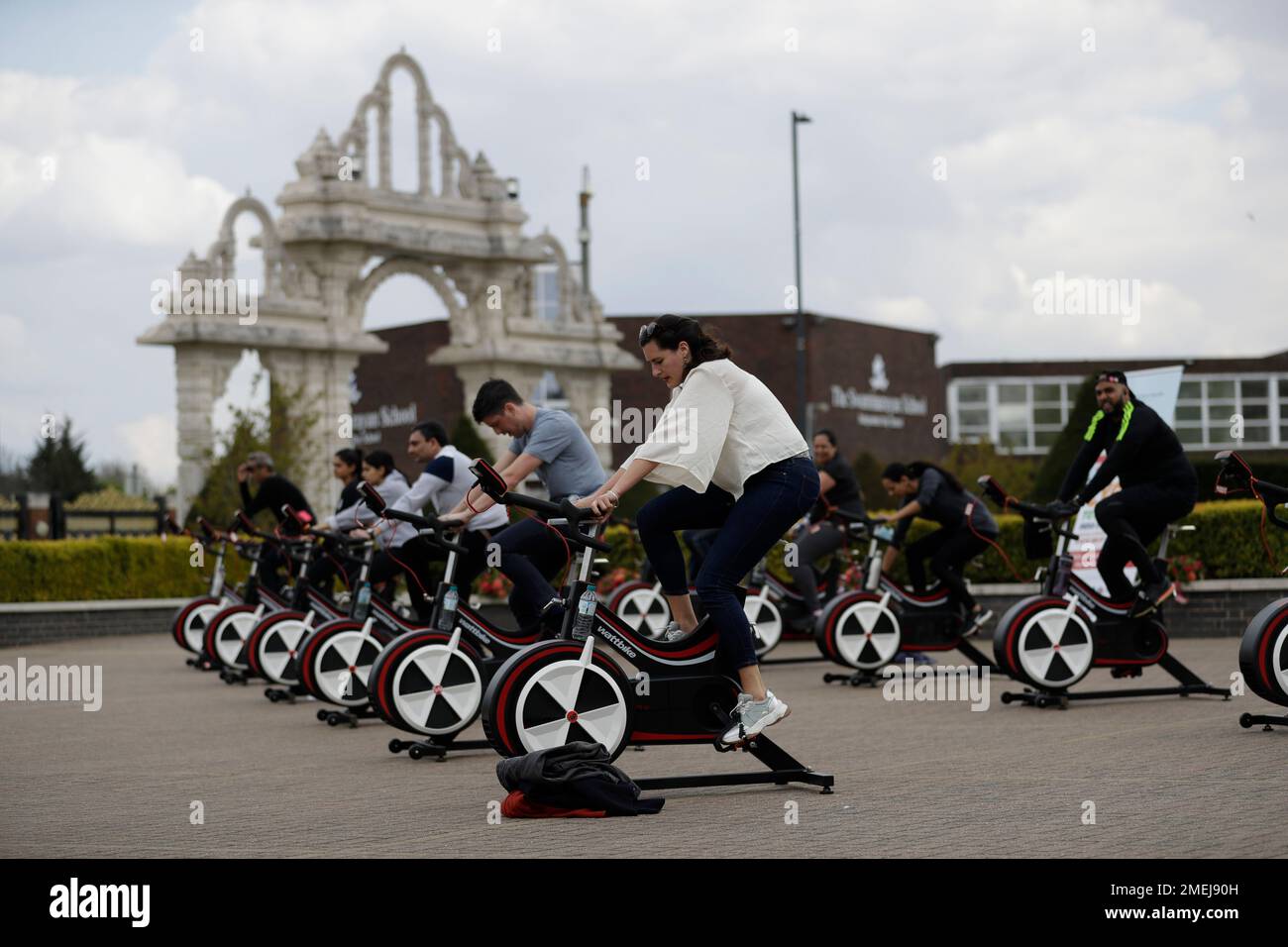 People take part in "Cycle to Save Lives" a 48 hour, non-stop static ...