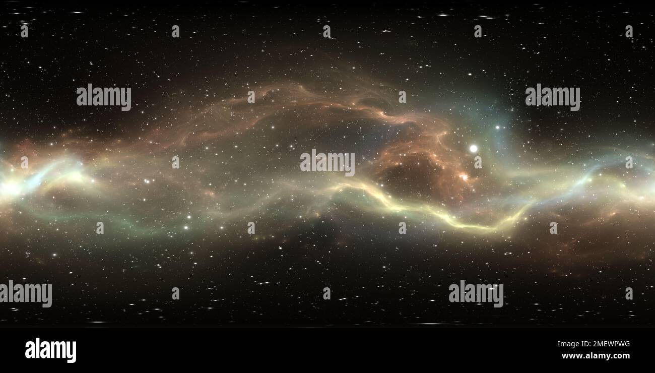 Realtà virtuale sistema stellare e nebulosa. Panorama, ambiente 360 ...