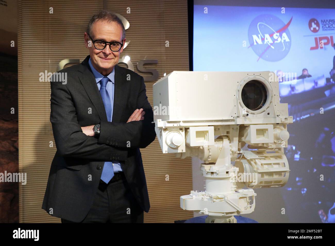 French astrophysicist and SuperCam creator Sylvestre Maurice poses next ...