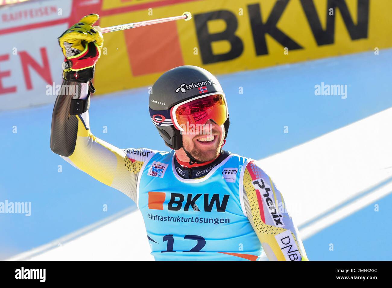 Norway's Aleksander Aamodt Kilde crosses the finish line during an ...