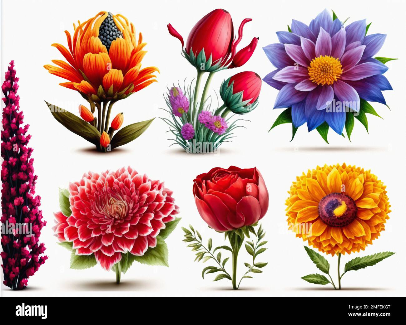 Set diversi bellissimi fiori colorati. Coloratissima collezione ...