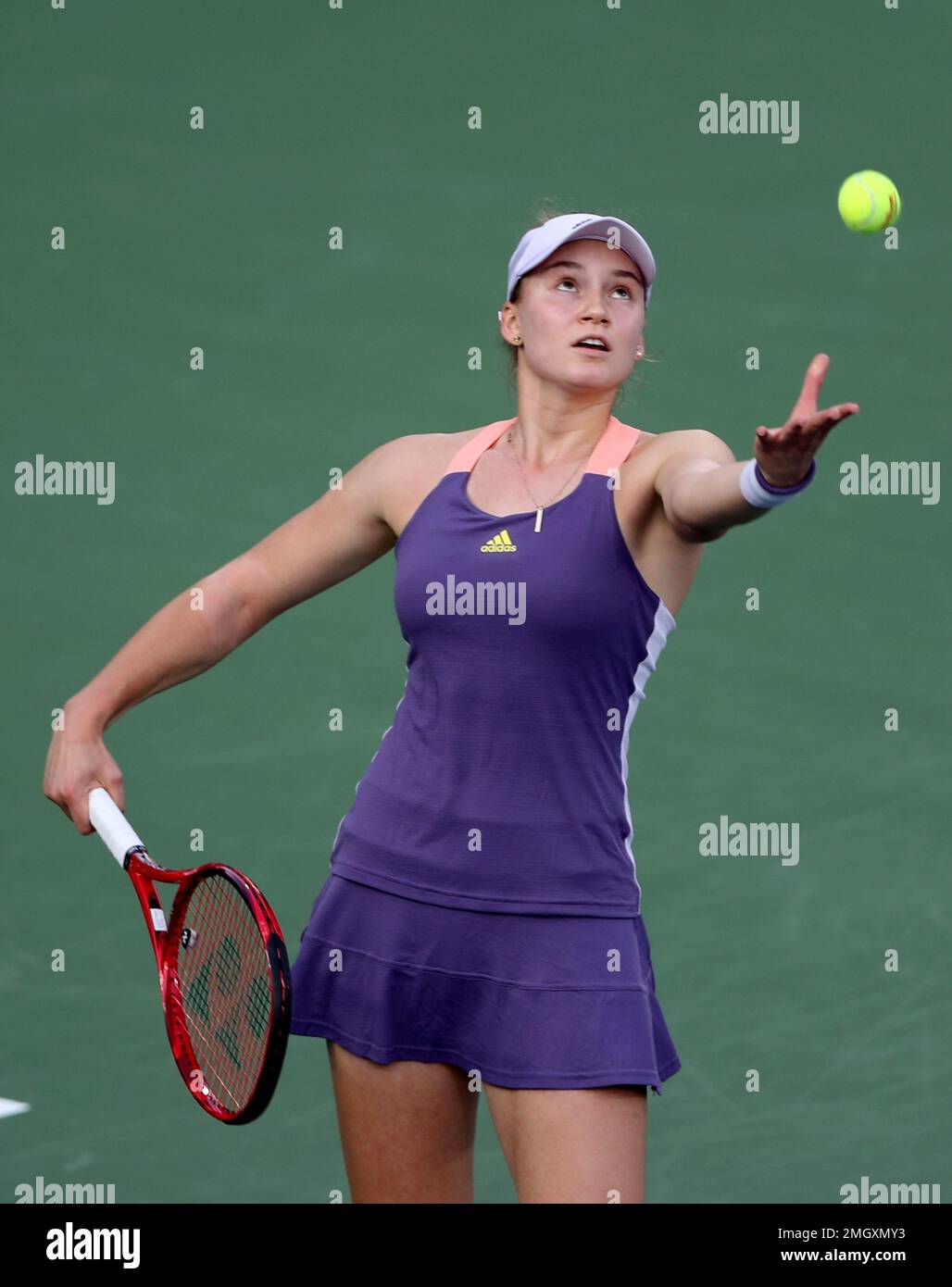 Kazakhstan's Elena Rybakina serves to Croatia's Petra Martic during a ...