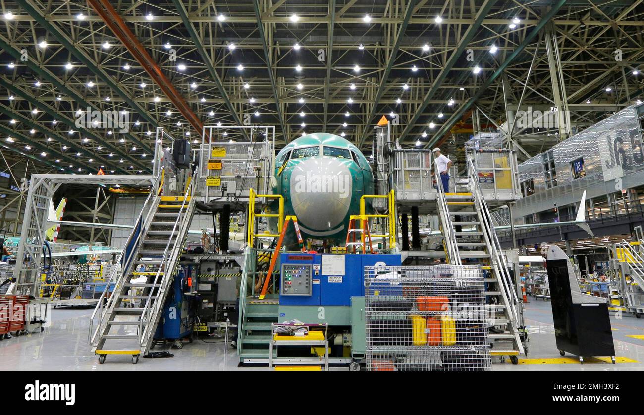 FILE - In this Dec. 7, 2015 file photo, a Boeing 737 MAX airplane being ...