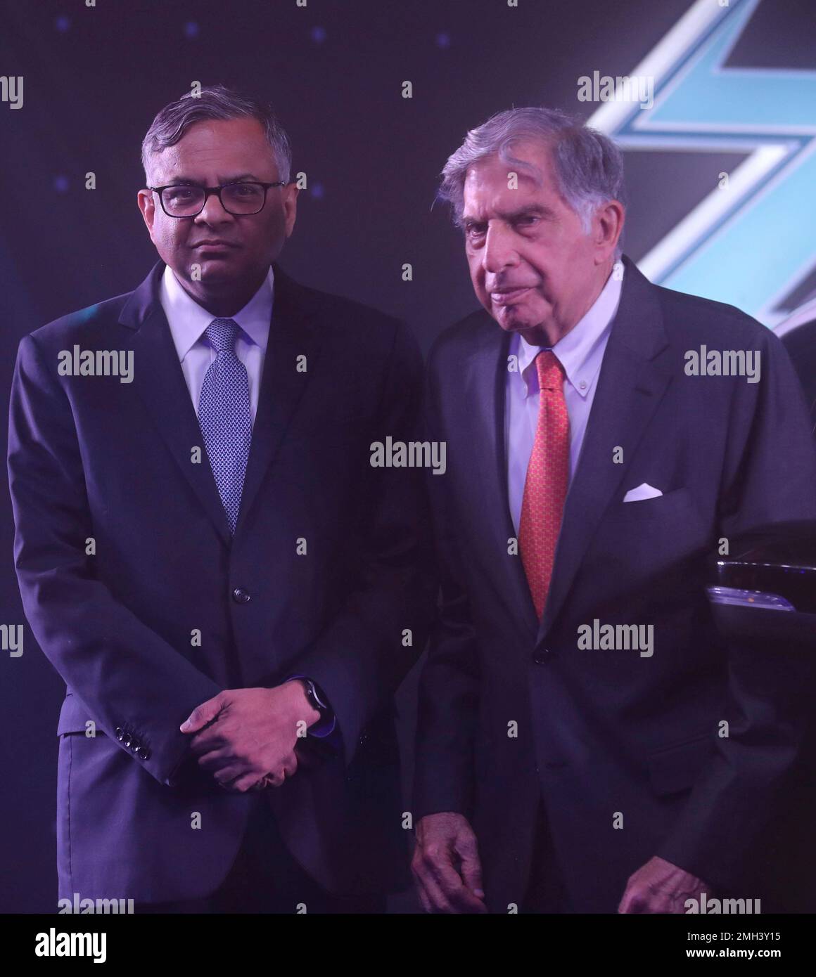 Tata Sons chairman Natarajan Chandrasekaran, left, and Tata group's ...