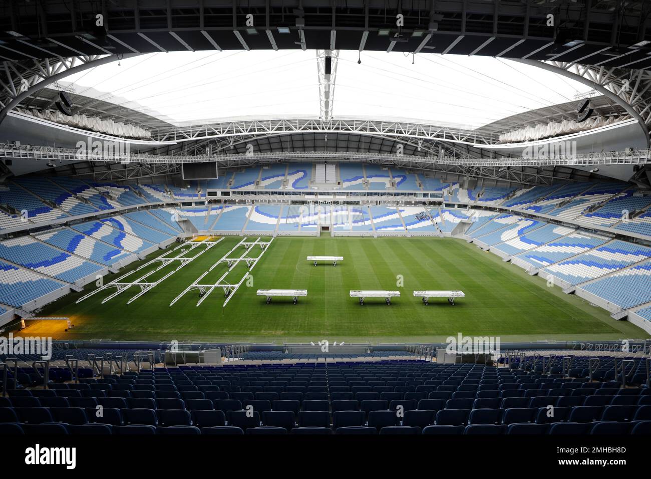 A general view shows the Al Janoub Stadium, one of the 2022 World Cup ...