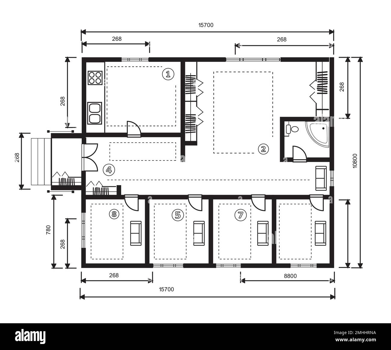 Disegno pianta della casa. Figura dello schema a jotting della ...