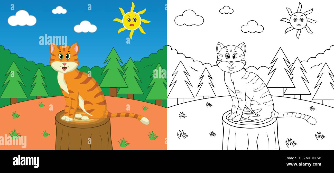 Disegno gatto da colorare immagini e fotografie stock ad alta ...