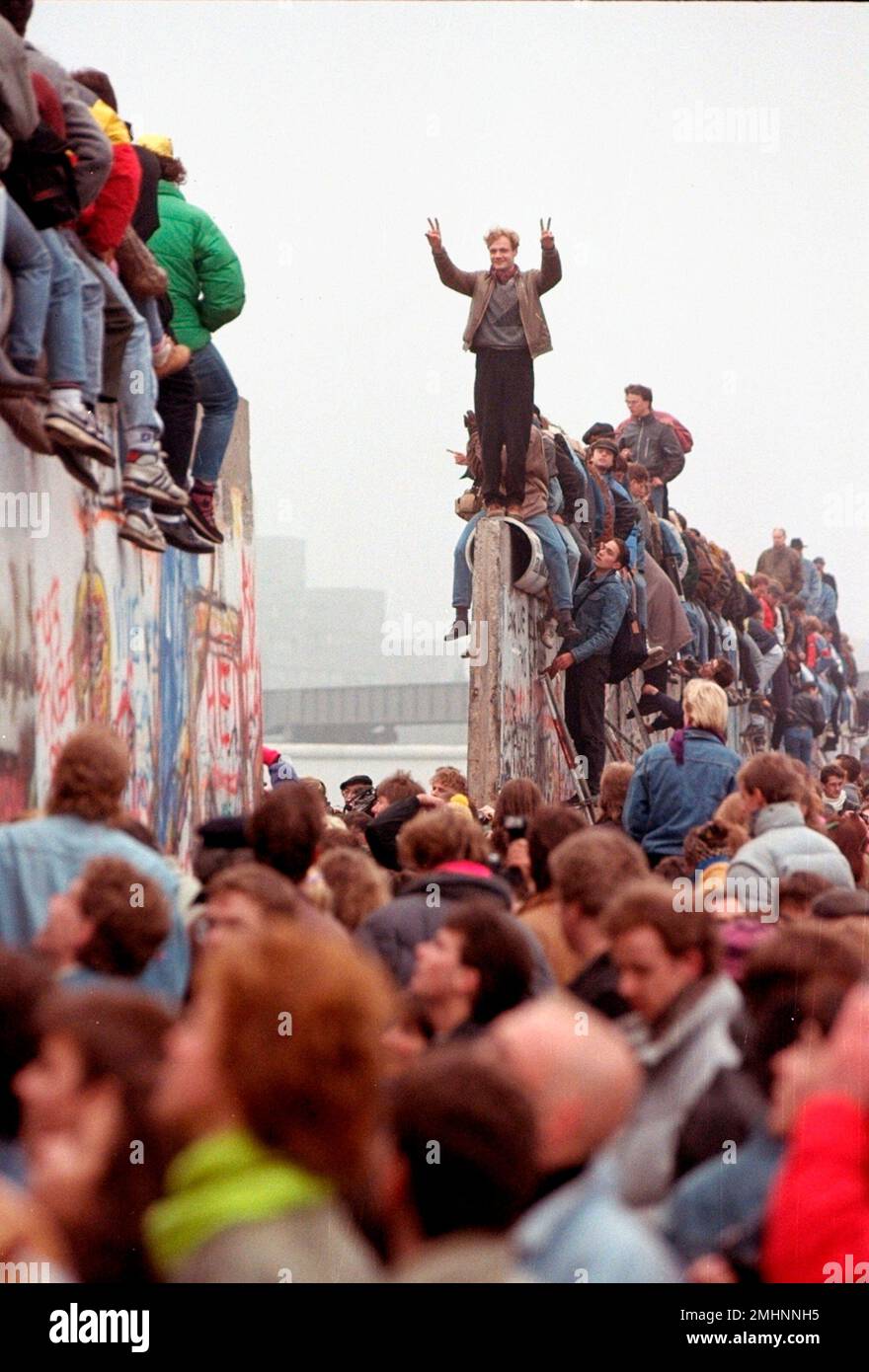 FILE - In this Sunday, Nov. 12, 1989 file photo, Berliners celebrate on ...