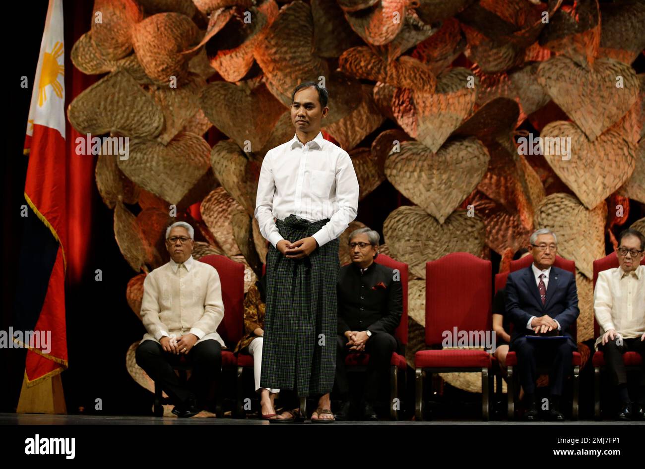 Ramon Magsaysay awardee Burmese Ko Swe Win poses during ceremonies in ...