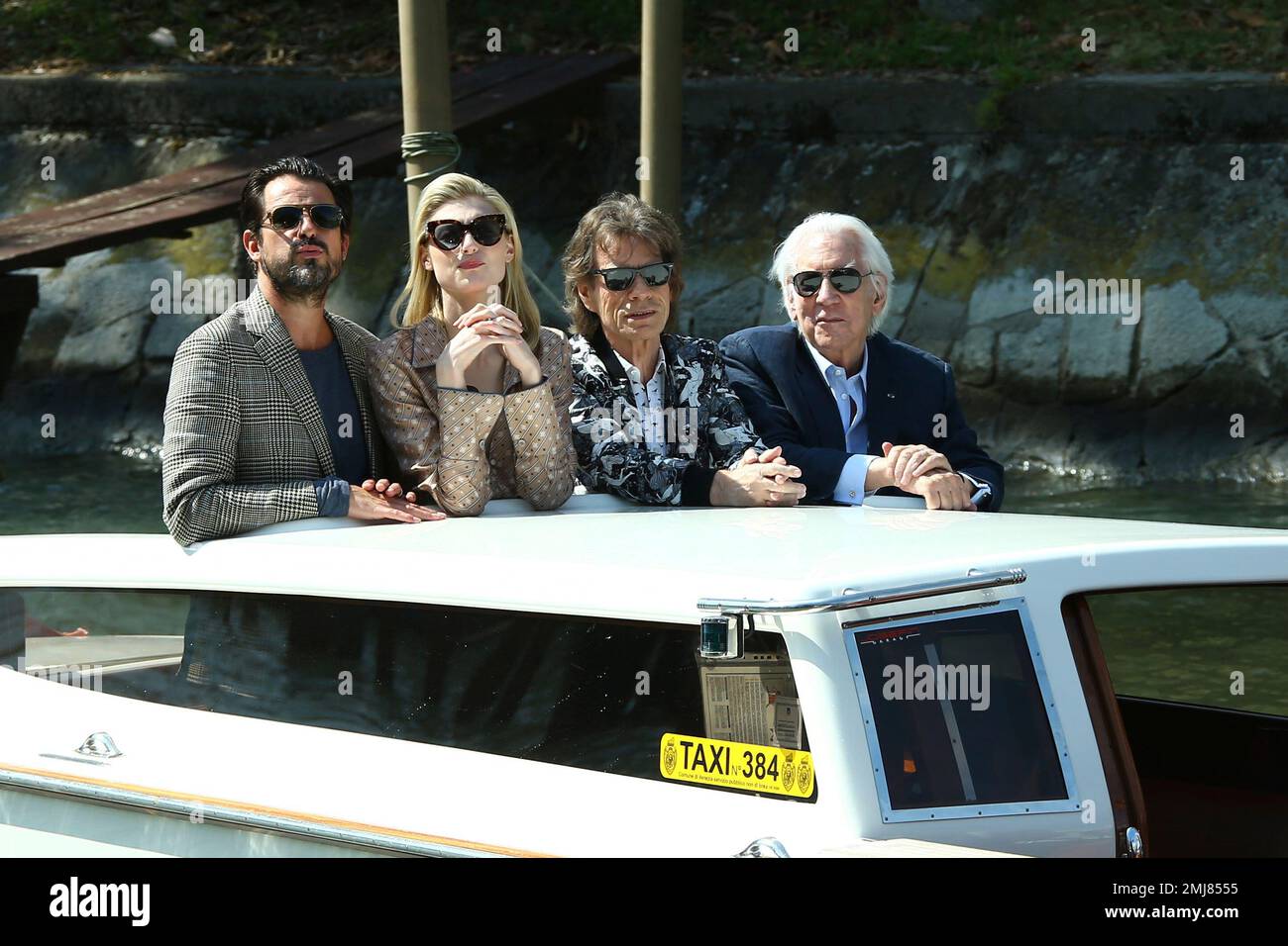 Actors Claes Bang, from left, Elizabeth Debicki, Mick Jagger and Donald ...