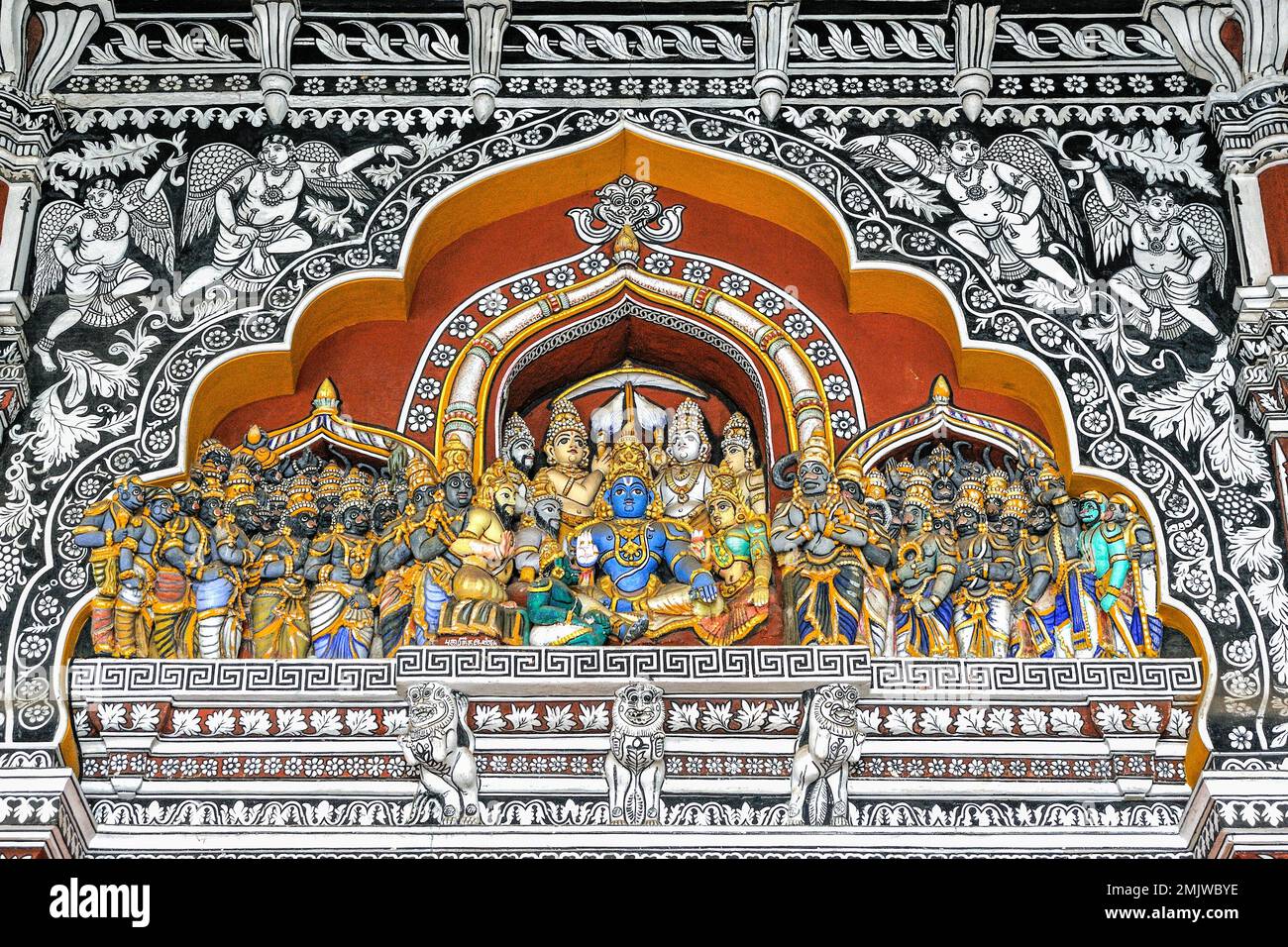 08 22 2009 Pittura nella sala Durbar del Palazzo Thanjavur soffitti ...