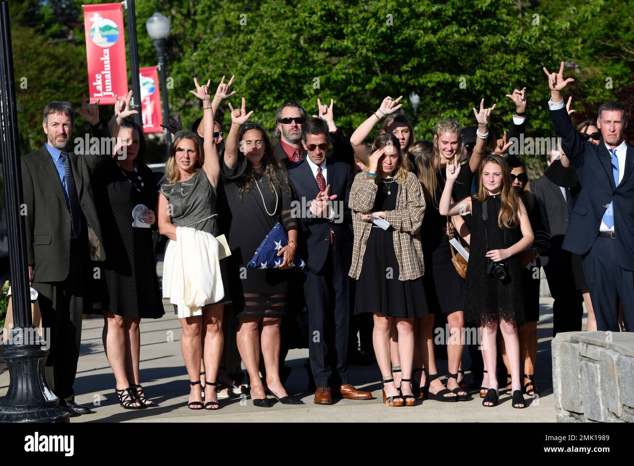 Natalie Henry-Howell, fourth from left, Thomas Howell, parents of Riley ...