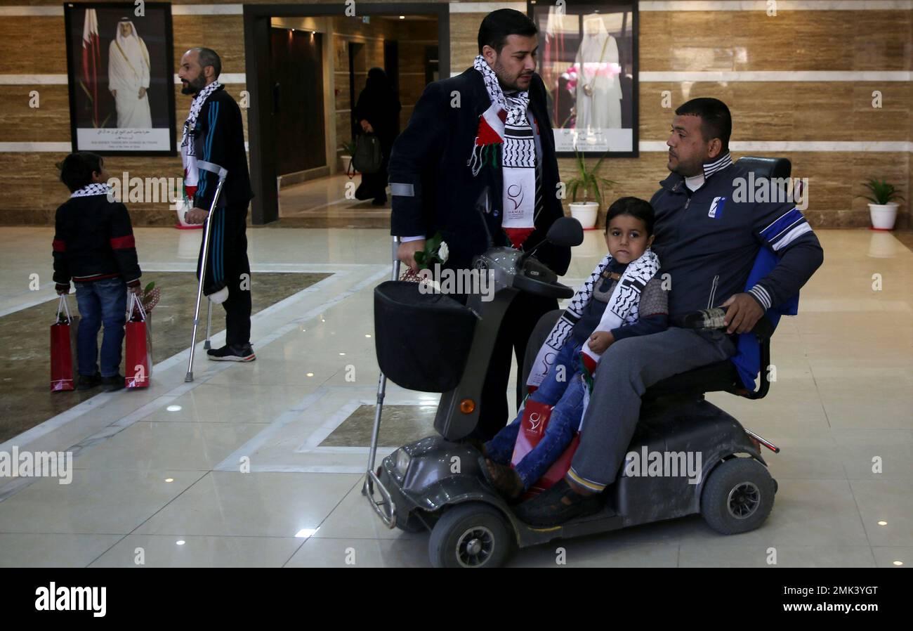 Palestinian patients wait at the new Sheikh Hamad bin Khalifa Al Thani ...