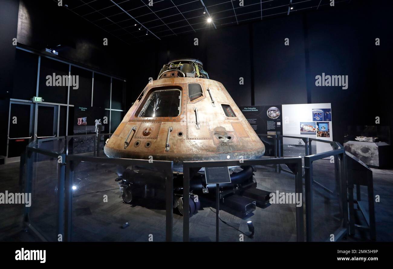 The NASA Apollo 11 command module Columbia sits as the centerpiece of ...