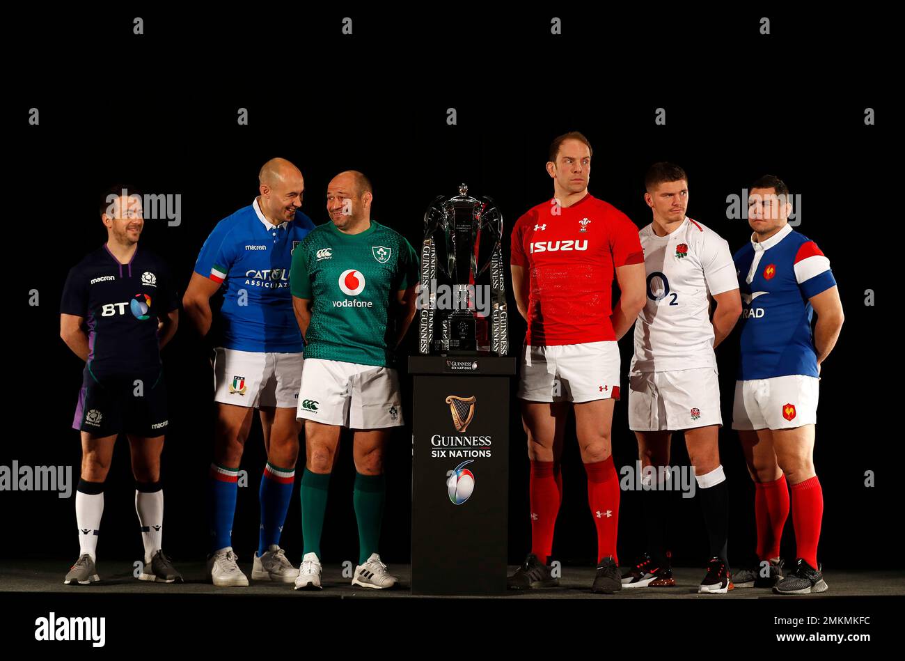 The team captains pose during a photocall for the launch of the Rugby ...