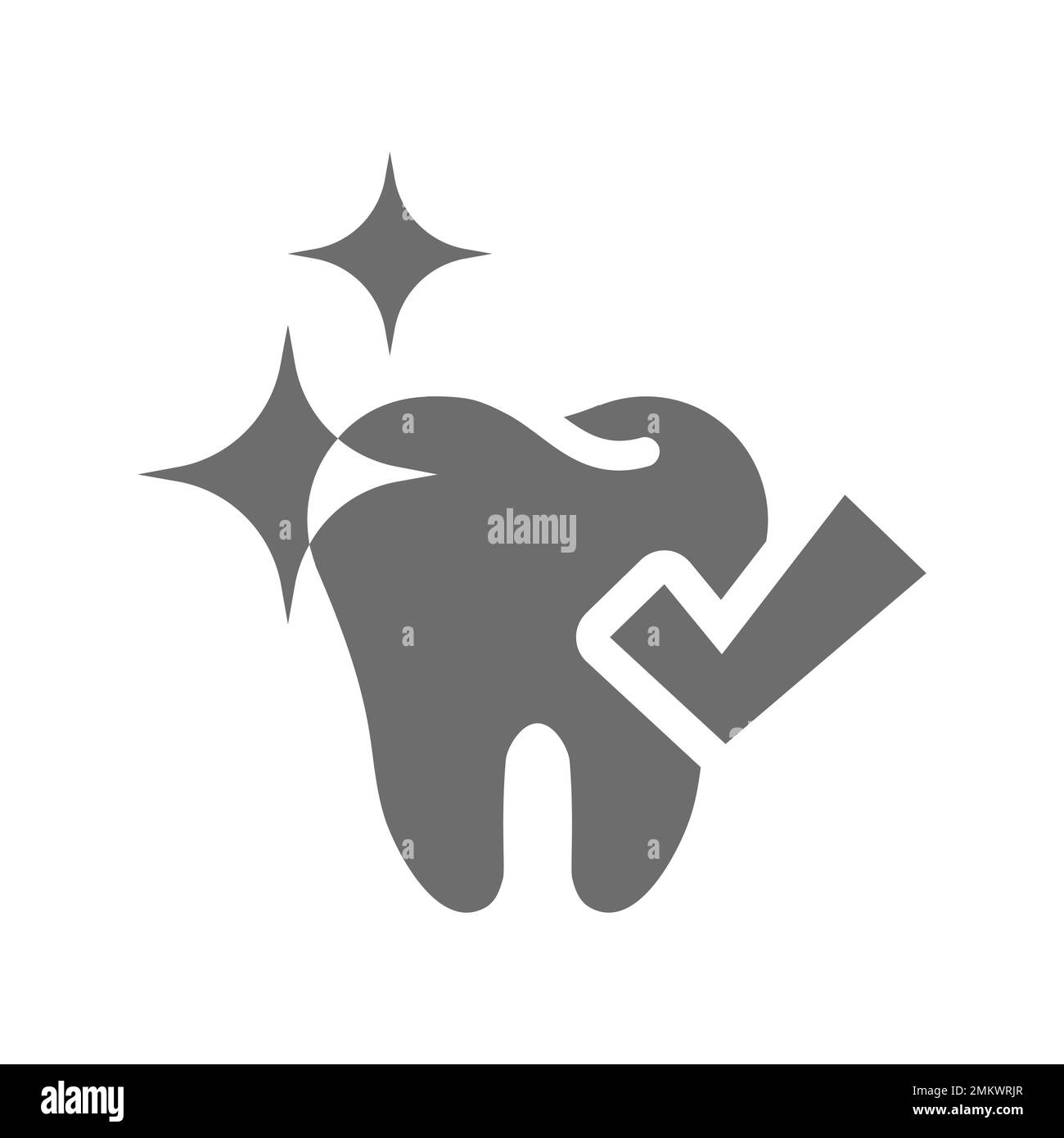 Dente lucido con icona dentaria segno di spunta. Terapia dei denti o ...