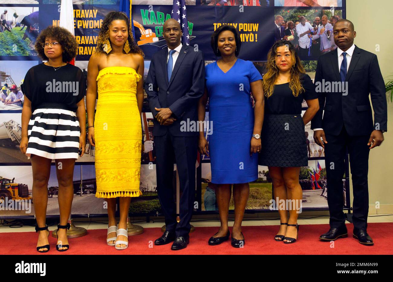 U.S. Open champion Naomi Osaka, second from left, poses for a group ...