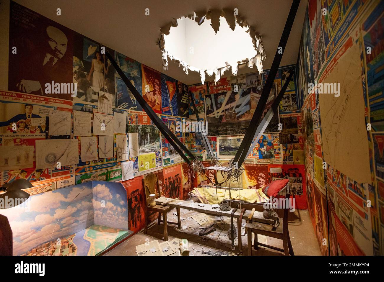 A view of the work 'The Man Who Flew Into Space from His Apartment' by ...