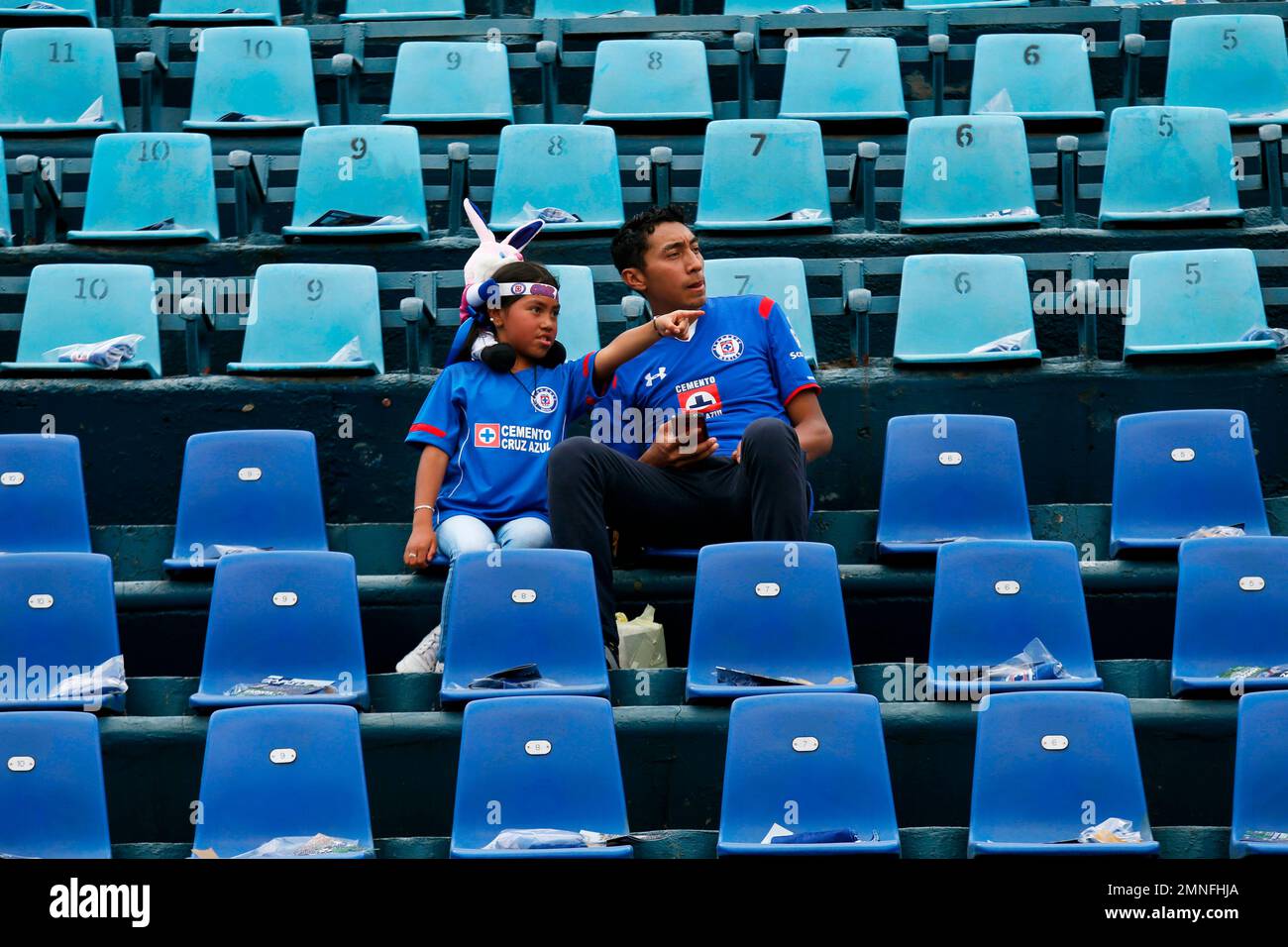 Cruz Azul soccer fans watch a Mexico league soccer match between their ...