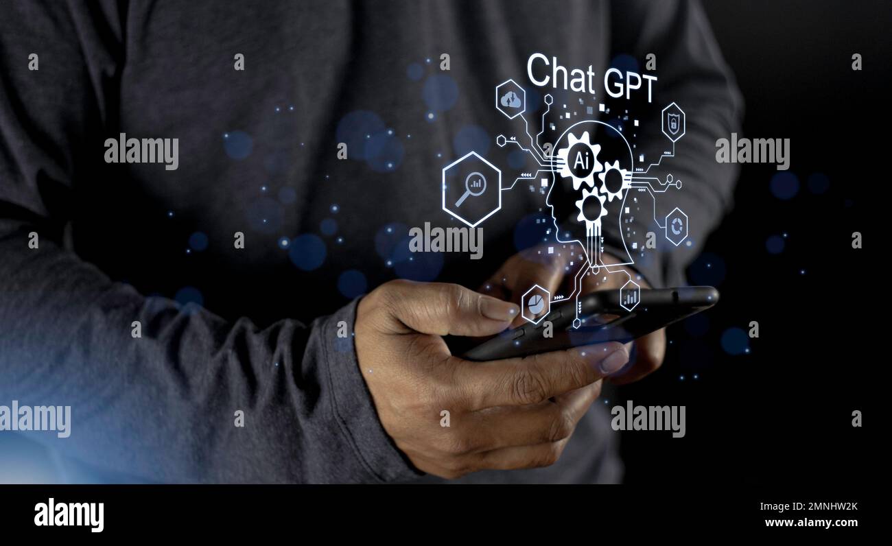 Business man tenere luce icona GPT intelligenza ai.Chat GPT Chat con ... Business man tenere luce icona GPT intelligenza ai.Chat GPT Chat con ...