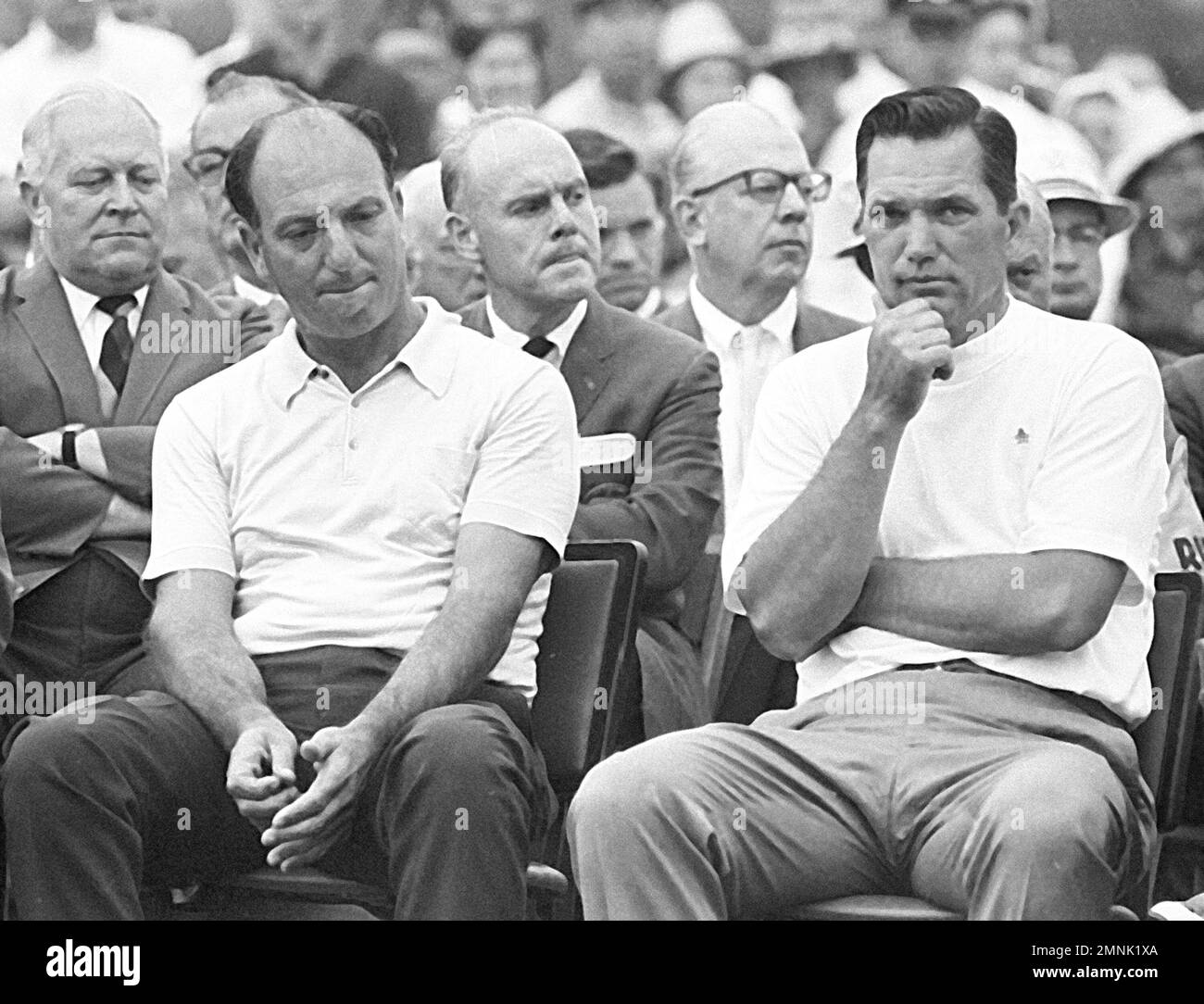In this April 14, 1968 file photo Roberto De Vicenzo, left, sits beside ...