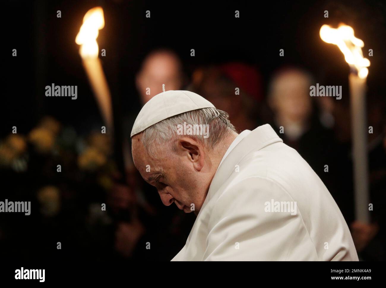 Pope Francis presides over the Via Crucis (Way of the Cross) torchlight ...