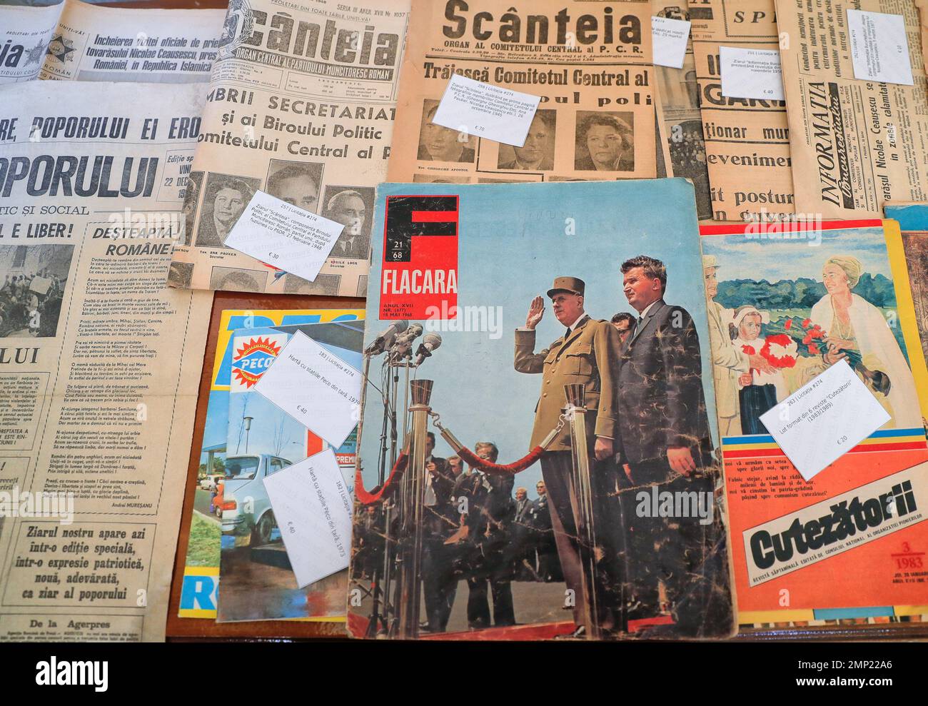 In this photo taken on Tuesday, Jan. 30, 2018, communist era newspapers ...