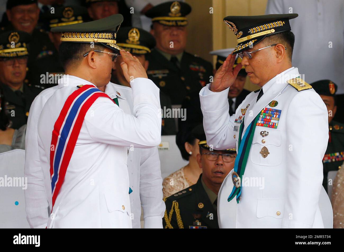 Retiring Philippine Armed Forces Chief Gen. Eduardo Ano, left, and new ...