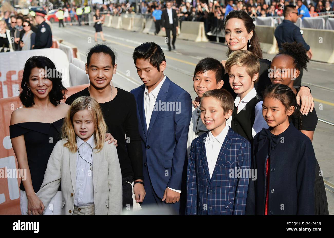 Vivienne Jolie-Pitt, front row from left, Knox Jolie-Pitt, Sareum Srey ...
