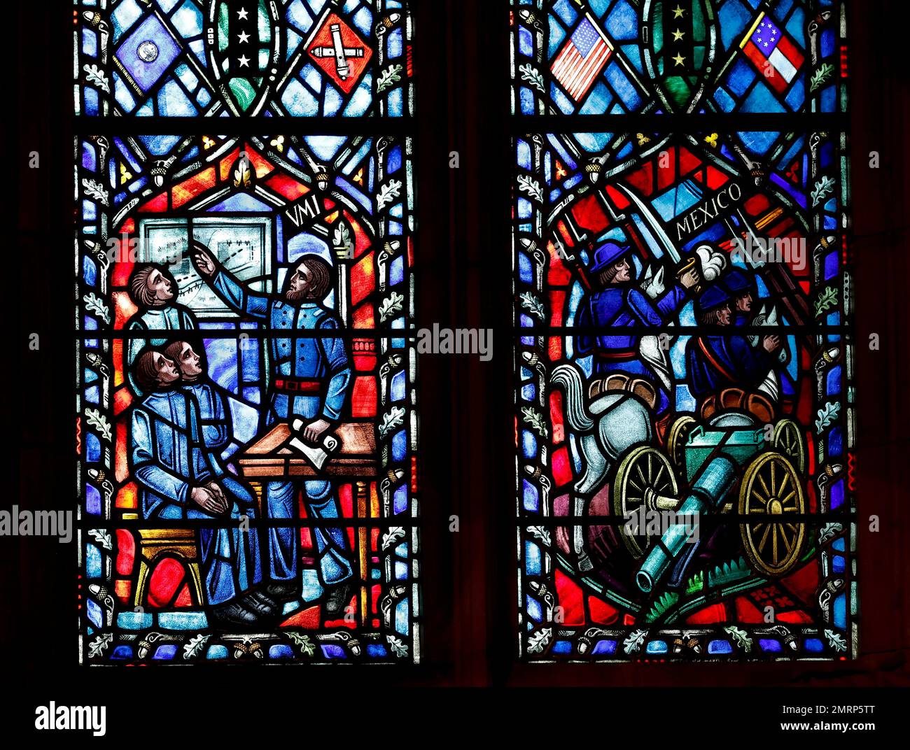 A detail of stained glass windows depicting two iconic Confederate ...