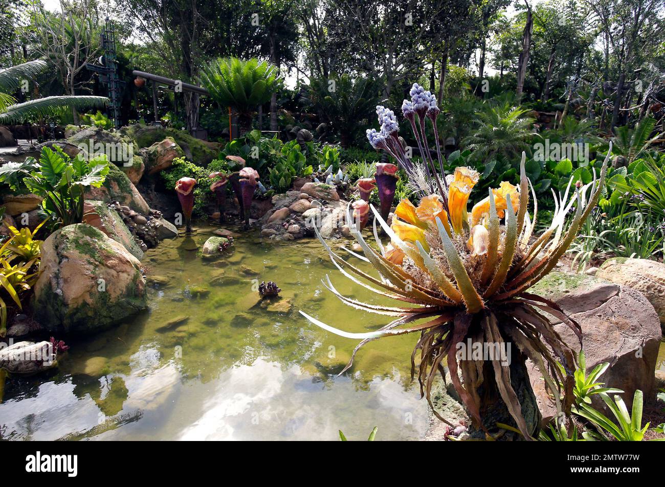 In this Saturday, April 29, 2017 photo, landscaping consisting of real ...