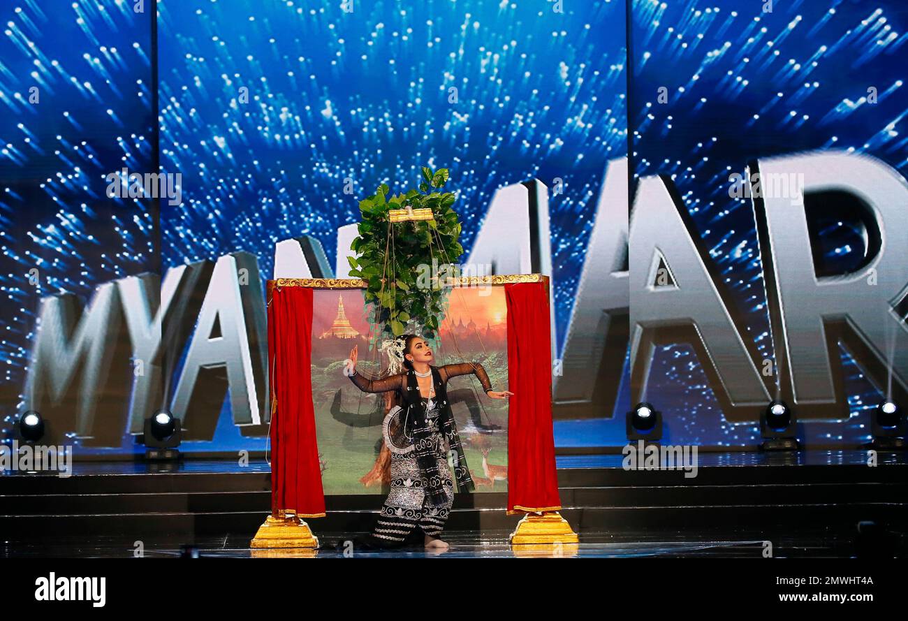 Miss Universe contestant Htet Htet Htun of Myanmar performs during the ...
