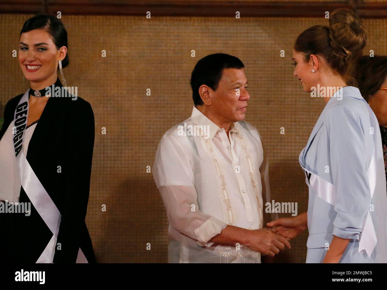 Philippine President Rodrigo Duterte greets Miss Universe contestant ...