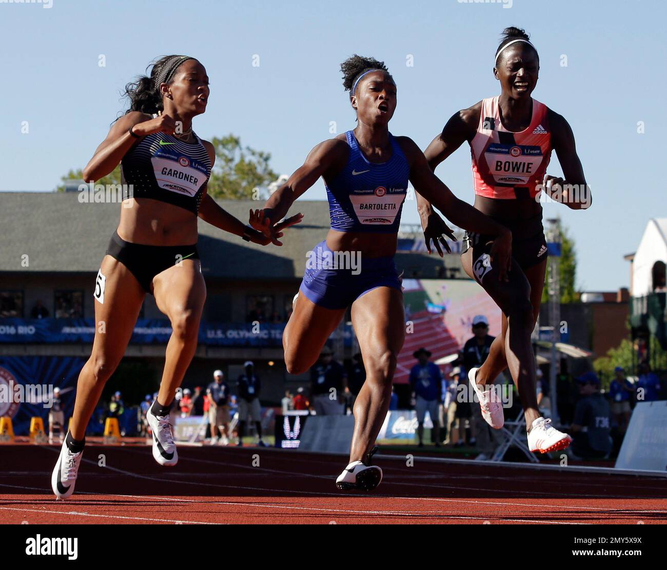 FILE - In this July 3, 2016, file photo, English Gardner, winner, from ...