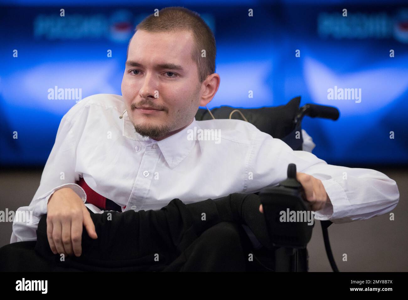 Russian engineer Valery Spiridonov, who suffers from a genetic muscle ...