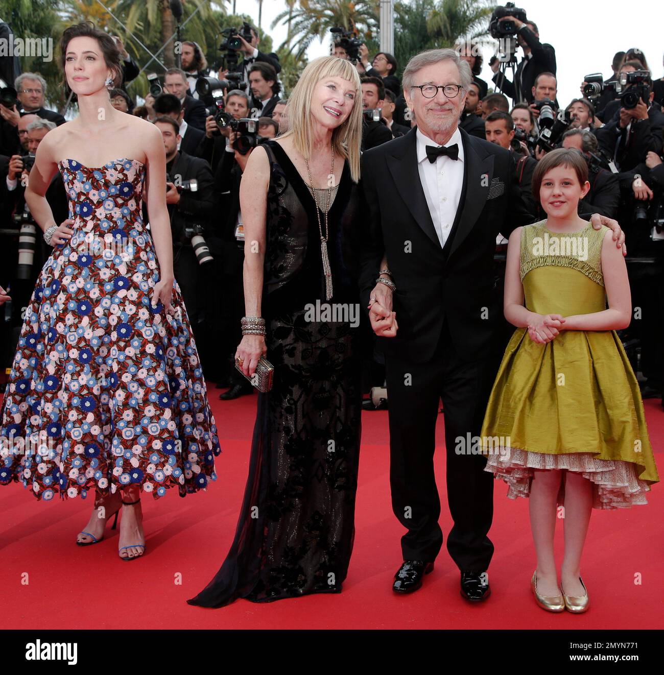 Steven Spielberg, second right, poses for photographers with from left ...