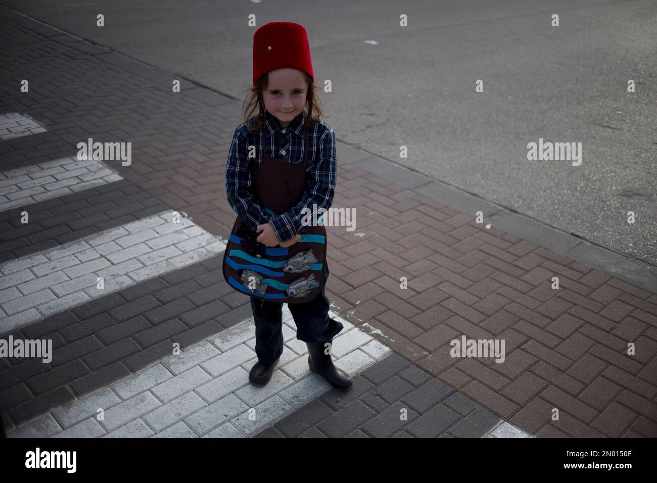 A Jewish Orthodox boy of the Tzanz Hasidic dynasty community poses for ...