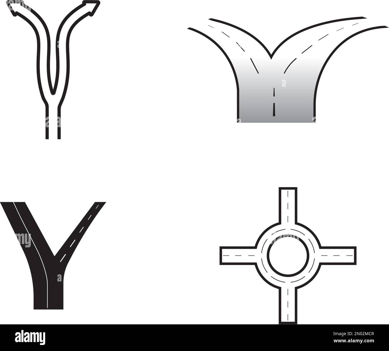 forcella nella sagoma di disegno vettoriale del logo stradale Immagine ...