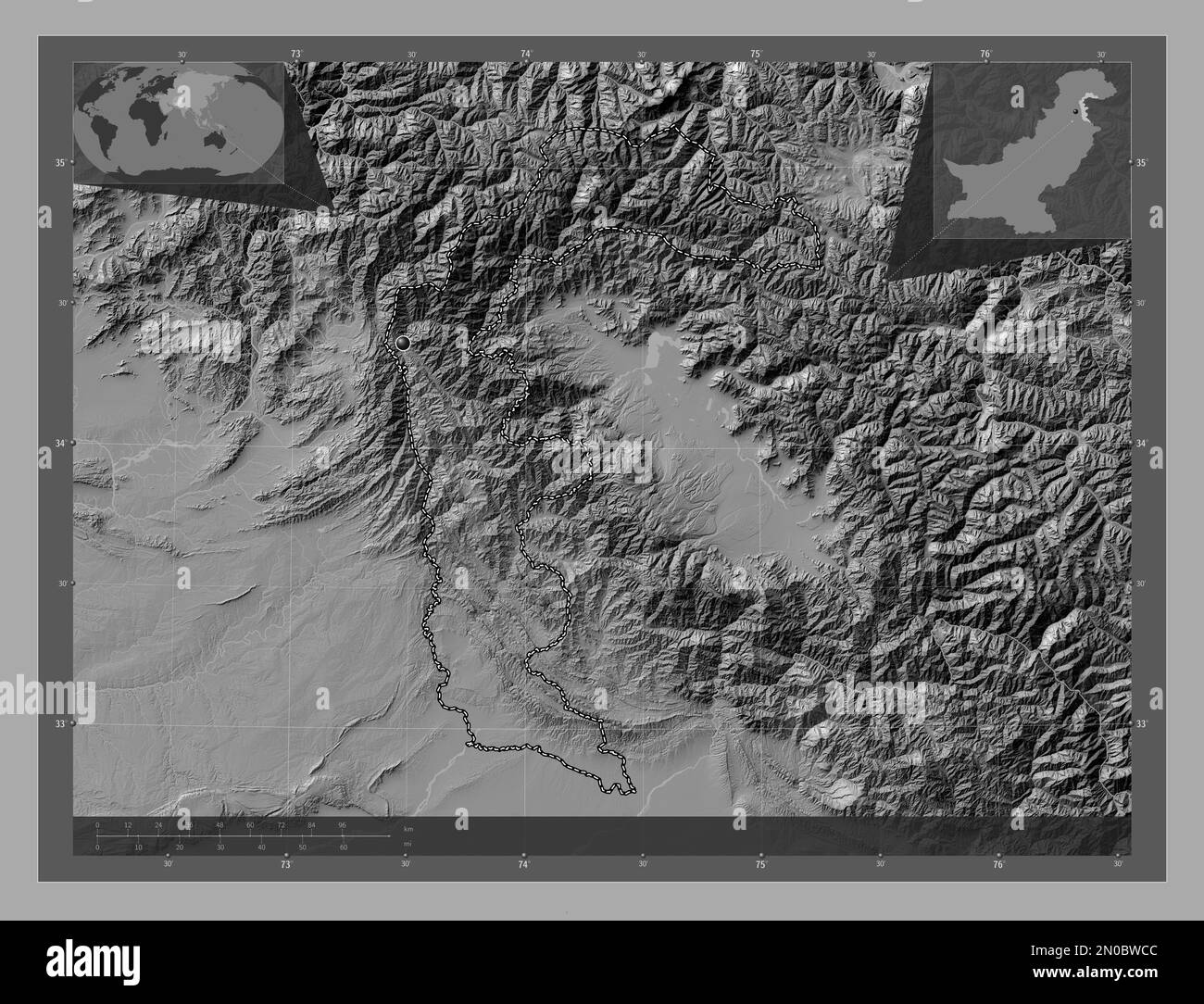 Mappa della regione del kashmir Foto e Immagini Stock in Bianco e Nero ...