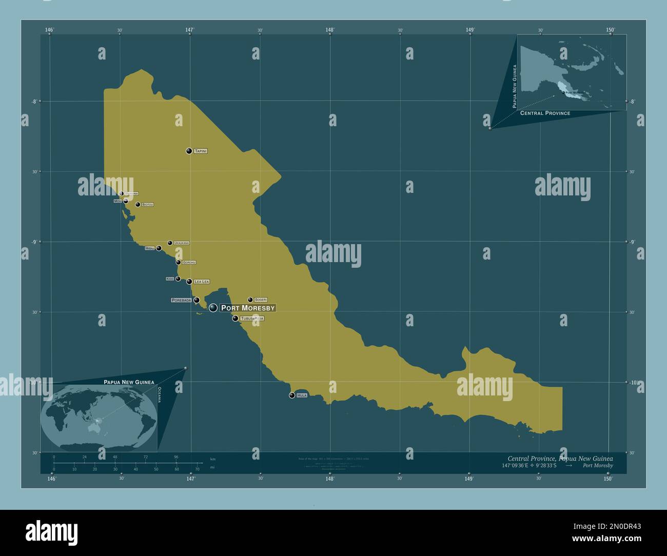 Provincia Centrale, provincia di Papua Nuova Guinea. Forma a tinta ...