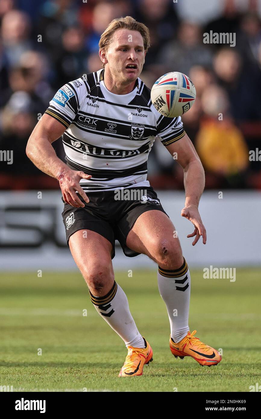Brad Dwyer #33 di Hull FC durante la partita di pre-stagione della ...