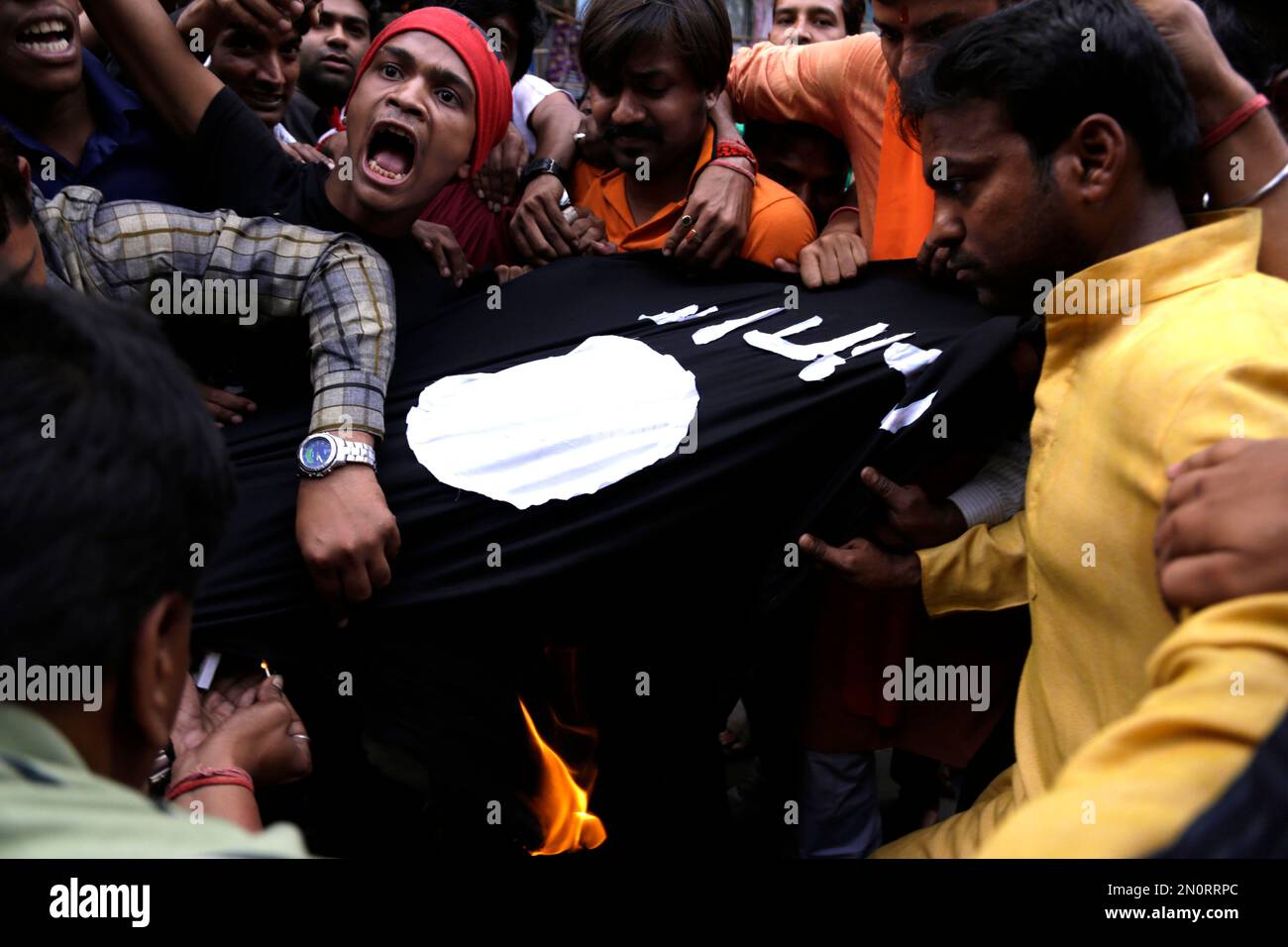 Members of Hindu Help Line, a radical group shout slogan demanding ...