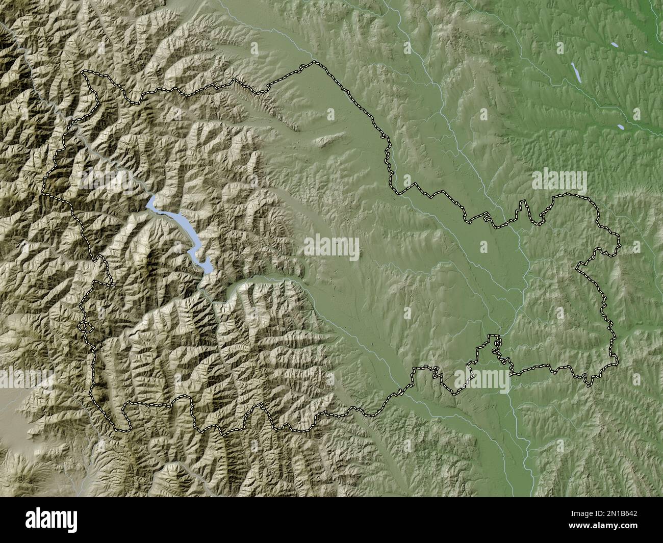 Neamt, contea della Romania. Mappa dell'altitudine colorata in stile ...